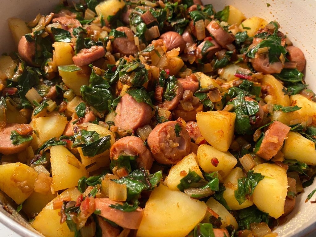Swiss Chard, Chicken Sausage, and Potato Sauté - Sea Salt and Sailor ...