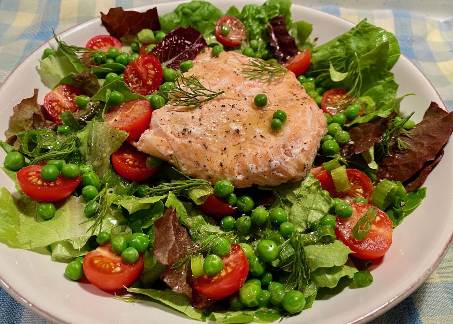 Salmon Salad with Peas and Dill - Sea Salt and Sailor Stripes