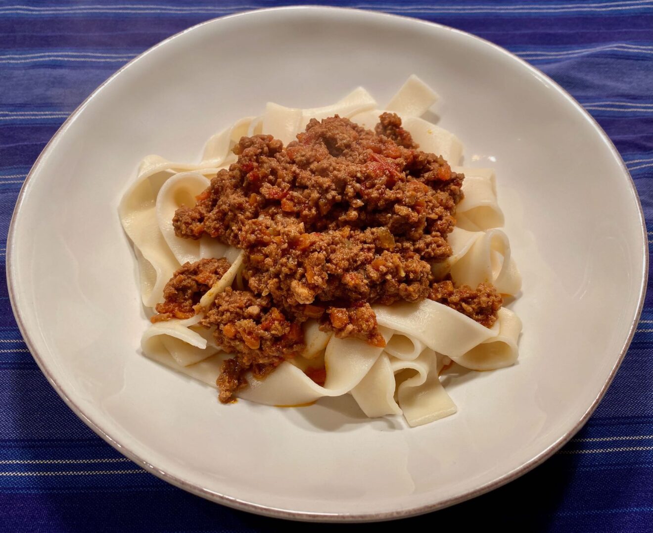 Pasta with Bolognese Meat Sauce - Sea Salt and Sailor Stripes
